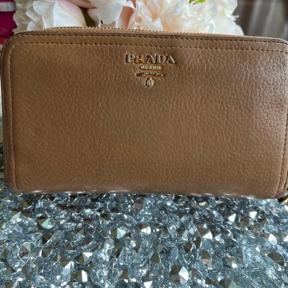 Prada | Bags | Prada Leather Zip Around Wallet | Poshmark